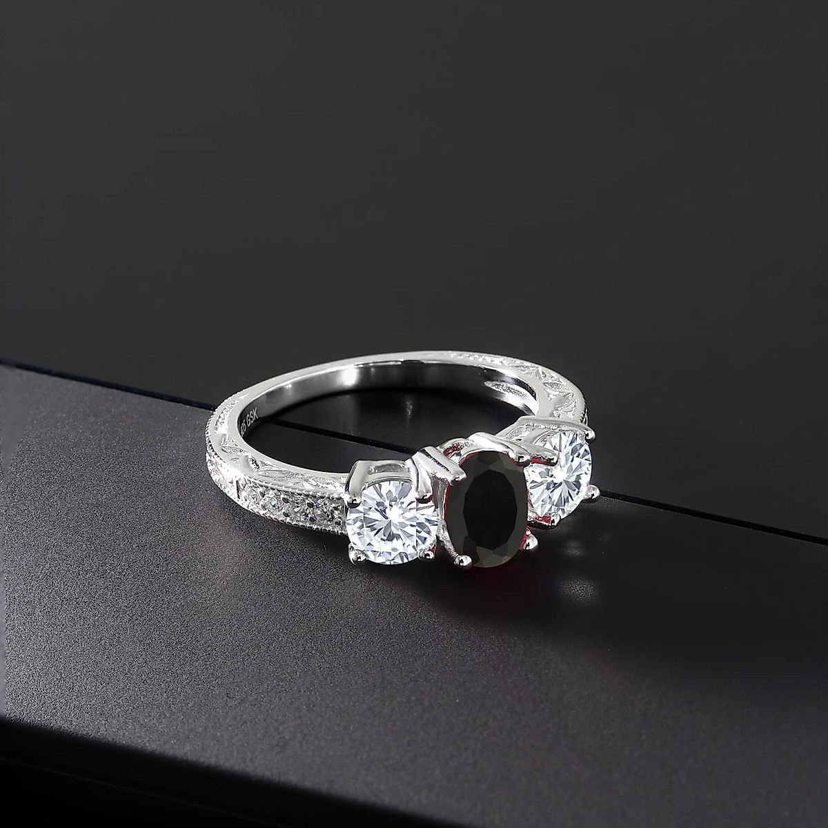 Gem Stone King 925 Sterling Silver Customized Personalized 3 Gemstone Birthstone For Her 3-Stone Engagement Ring For Women (2.61 Cttw, Available In Size 5, 6, 7, 8, 9)