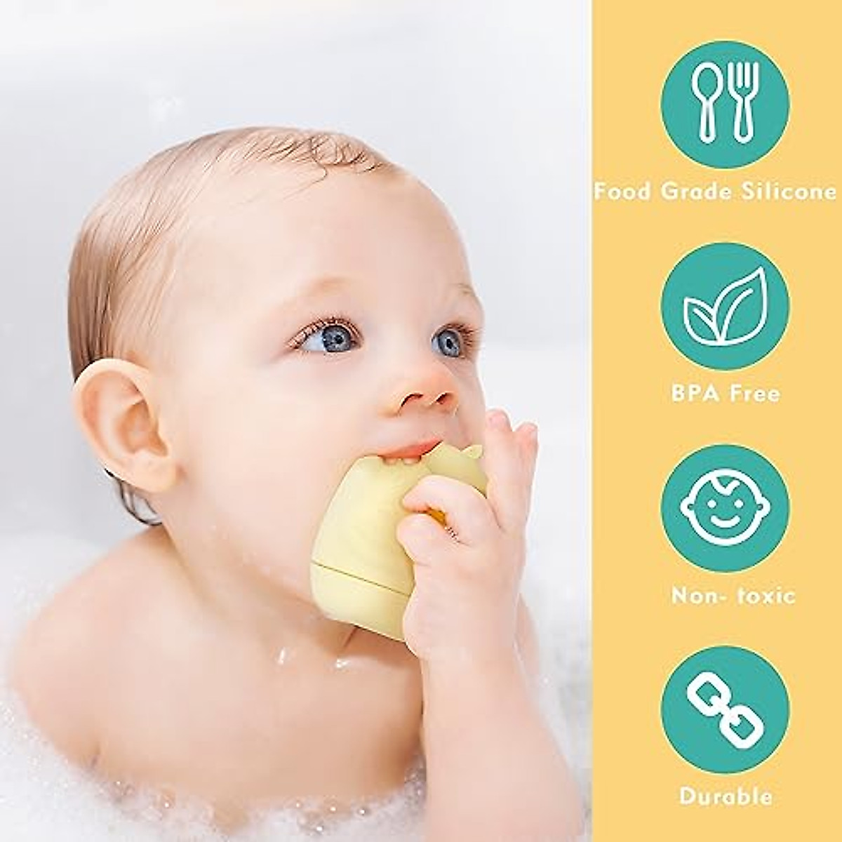 Socub Baby Bath Toys, Squeezable Silicone Bath Toys for Toddlers 1-3, BPA Free Bathtub Toys for Infants
