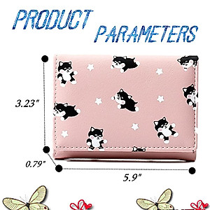 Wolyepor Cartoon Print Wallet Cute Tri-fold Wallet Multi-Card Purse for Christmas Birthday Gift(Black)