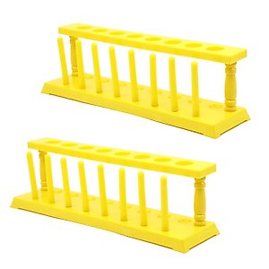 Plastic Test Tube Stand, 2 Pieces Yellow Tube Holder Rack for Laboratory, Detachable, 20mm Hole Diameter (8 Hole)