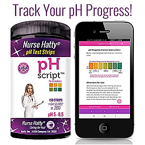 Nurse Hatty® - 200ct. pH Strips w Free App - Made-in-The-USA (Economy Size - Single PAD) - pH Test Strips for Alkaline & Acid Levels for Home & Lab Use + 300+ Pages of Edu Pack - pH Scale of Urine