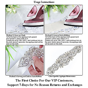 Pardecor Wedding Belt Rhinestone Belt Bridal Wedding Dress Sash Trim Rhinestone Applique Dress Belt Crystal Sash Accessories (327 Silver)