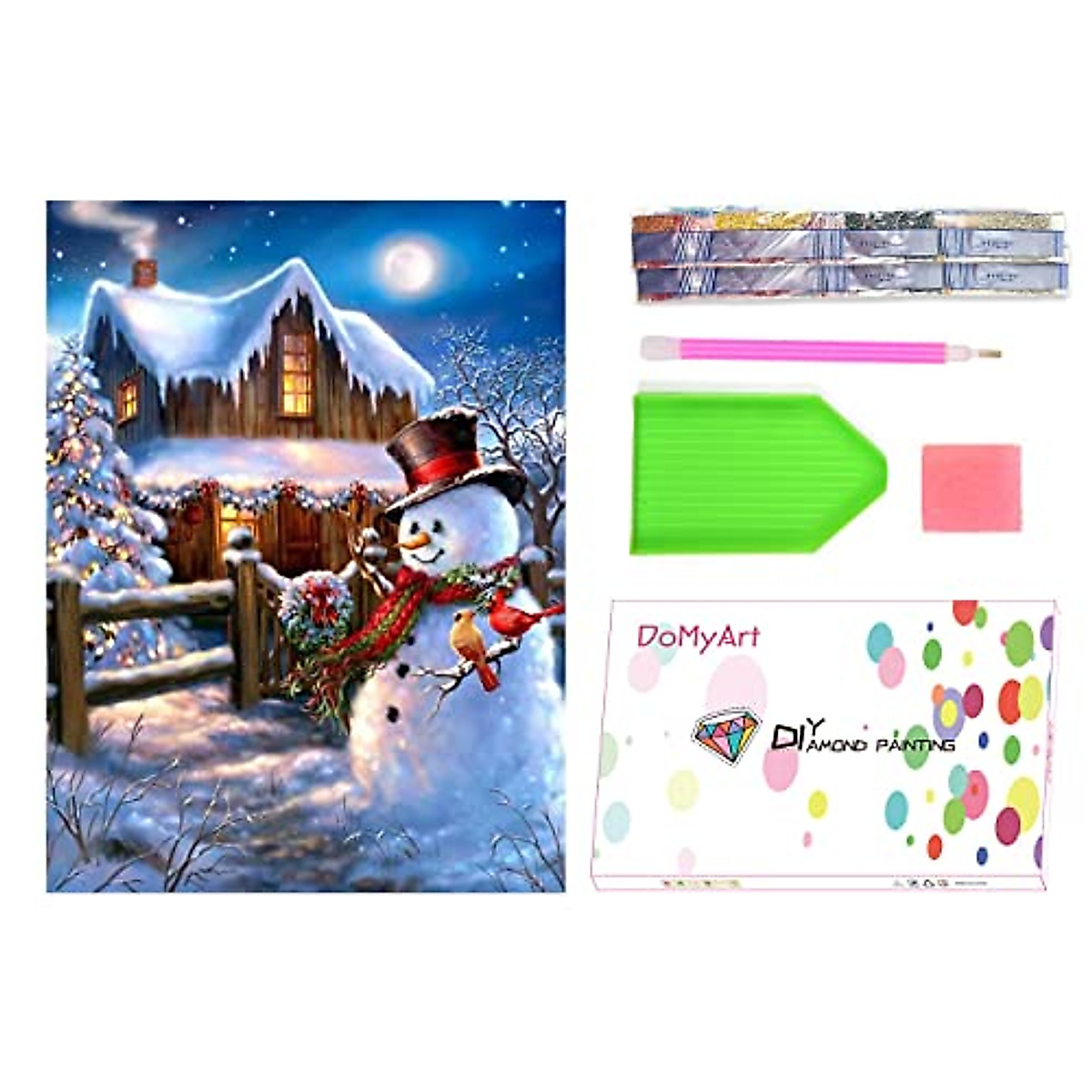 DoMyArt Diamond Painting Kits for Adults, Paint with 5D Crystal Diamonds Art with Accessories Tools(Canvas 15.7 x 11.8 inch) (Christmas Snowman)