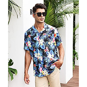MRIGNT Men's Hawaiian Shirt Short Sleeves Printed Button Down Summer Beach Shirts