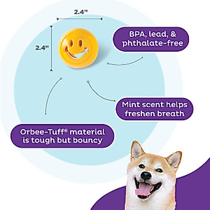 Outward Hound by Planet Dog Nooks Happiness Treat Dispensing Dog Toy, Small, Yellow, Smiley Face