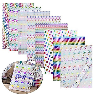 Birthday Wrapping Paper Sheets, 8 Sheets Gift Wrapping Paper with 8 Different Colorful Designs for Birthday,Bridal Baby Shower, Weddings, Graduations, Christmas, Women, Men, Boy, Girls.