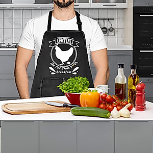 LEVLO Funny Chicken Kitchen Apron Chicken The Pet That Poops Breakfast Kitchen Apron Breakfast Apron For Men Women(Chicken Breakfast)