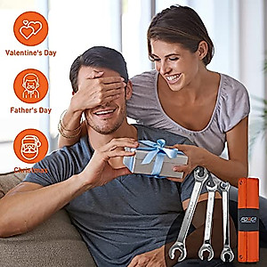 FORCA Flare Nut Wrench Set (11 Pcs Metric & SAE) 1/4" to 7/8" & 9-21mm, CR-V Steel Brake Line Wrench Set with Organizer Pouch