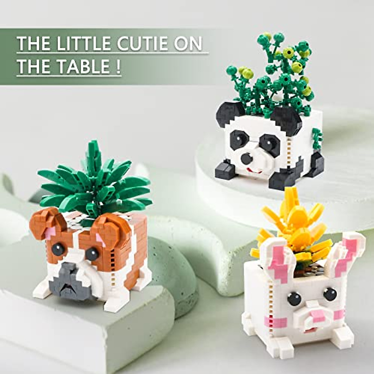 DOLBLOCK Succulent Bonsai Botanical Collection Decor Building Set Architecture Model Kit with Flower Plant Animal for Adults Creative DIY Gifts Toys