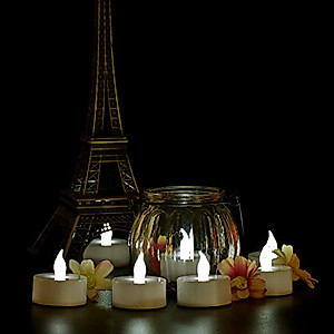 Artmarry Battery Operated Tea Lights Flameless Flickering LED Tealights 24 Pack Warm White Lamp Votive Fake Candle Long Lasting 200+ Hours for Home Holiday Wedding Celebration (Warm White 24 Pack)