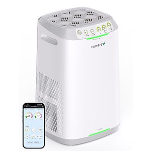 Nuwave OxyPure ZERO Air Purifiers for Home Large Room Bedroom Up to 966ft², 20Yr Washable Bio Guard Filter, Air Quality and Odor Sensor, Smart WiFi, 17dB, 100% Removes Particles 3x Smaller Than HEPA