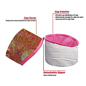 VICARKO Hair Steamer Thermal Heat Cap Deep Conditioning Natural Black Hair Scalp Treatment Spa Hot Head Care Electric for Home Use Orange Glittery