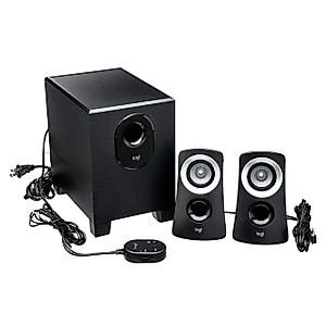 Logitech Z313 2.1 Multimedia Speaker System with Subwoofer, Full Range Audio, 50 Watts Peak Power, Strong Bass, 3.5mm Inputs, PC/PS4/Xbox/TV/Smartphone/Tablet/Music Player - Black