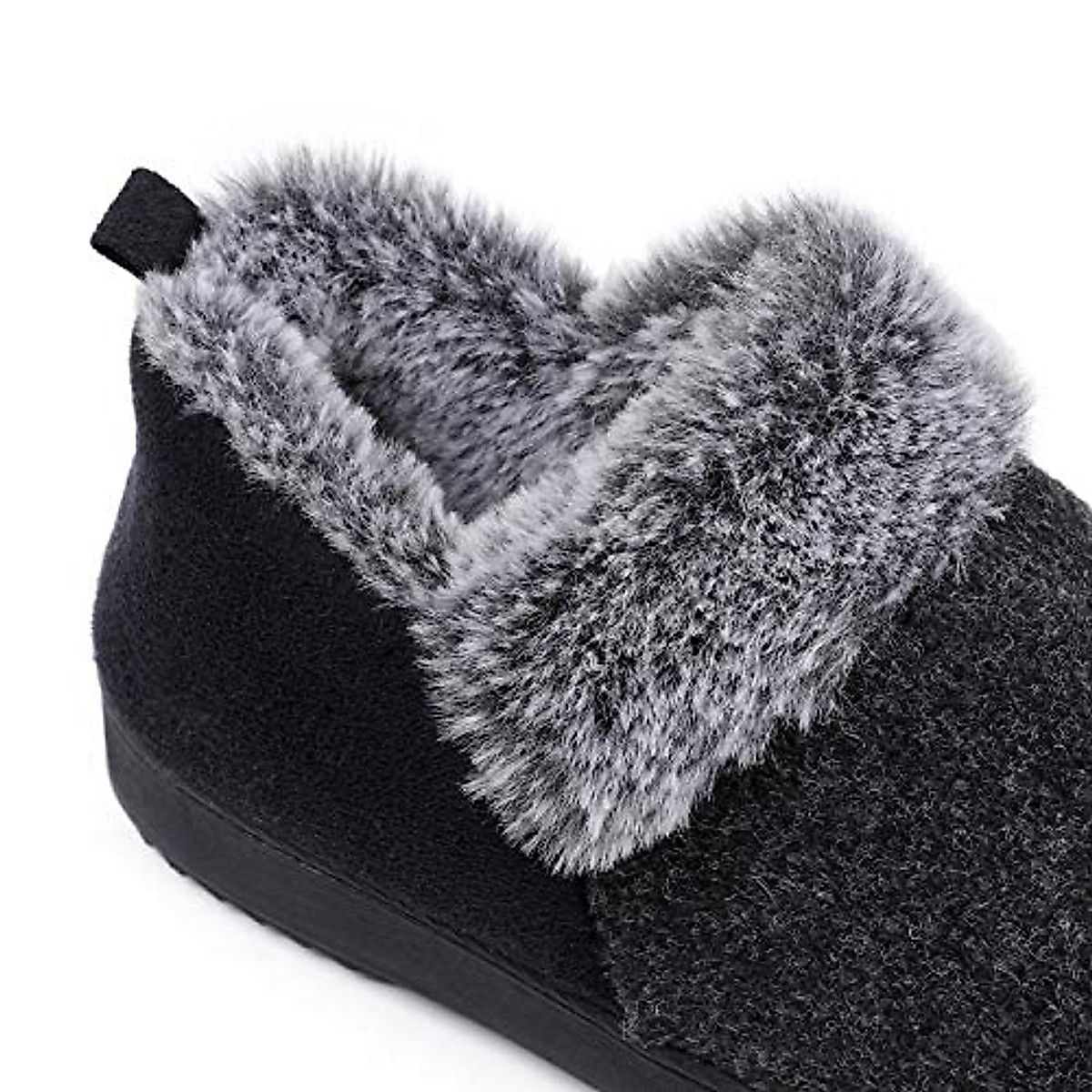 ULTRAIDEAS Women's Cozy Memory Foam Slippers with Warm Plush Faux Fur Lining, Wool-Like Blend Micro Suede House Shoes with Indoor Outdoor Rubber Sole (Black, Size 8)