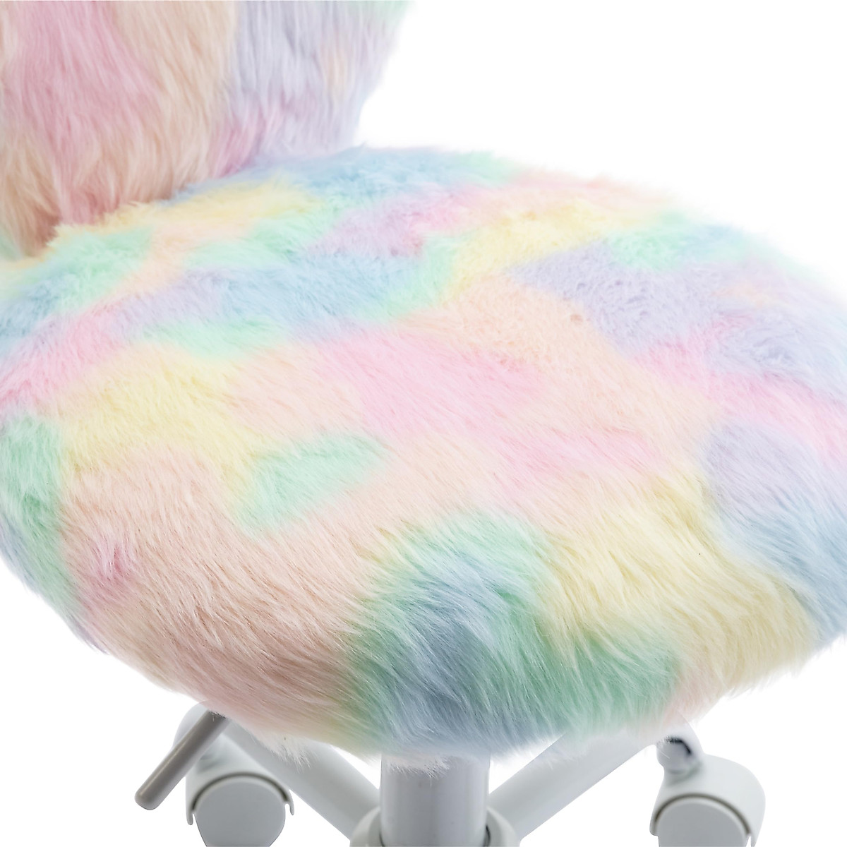 Kmax Kids Reading Chair, Rolling Cute Desk Chair for Girls Swivel Office Chair with Wheels & Heart Back Adjustable Childrens Vanity Chair for Bedroom Reading Room - Faux Fur, Various