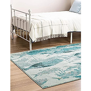 Rugs.com Amalfi Collection Rug – 4' x 6' Light Blue Medium Rug Perfect for Entryways, Kitchens, Breakfast Nooks, Accent Pieces