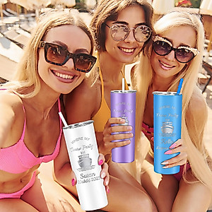 Snoweets Personalized Girls Trip Tumblers Cute Travel Beach Tumbler with Names Girl Weekend Birthday Vacation Cruise Cups 2025 Bachelorette Trip Gift Personalized Tumblers for Women,Besties,Wife
