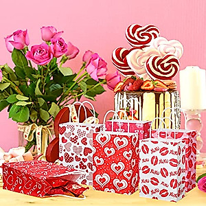 150 Pieces Valentine's Day Paper Gift Bags with Handle Valentines Goody Candy Bags Valentines Day Treat Bags for Valentines Day Party Favors Gift Wrapping Supplies