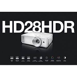 Optoma HD27HDR 1080p 4K HDR Ready Home Theater Projector for Gaming and Movies, 120Hz Support and HDMI 2.0, White