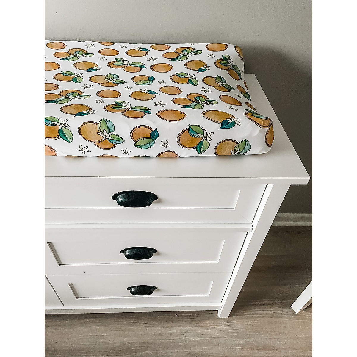 Orange Blossom Fitted Changing Pad Cover, Made from Viscose from Bamboo and Spandex Material, Fits Standard Changing Pad, by Florida Kid Co.