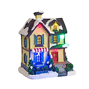 Lights4fun, Inc. Set of 5 Christmas Village Scene Battery Operated LED Light Up Holiday Decoration