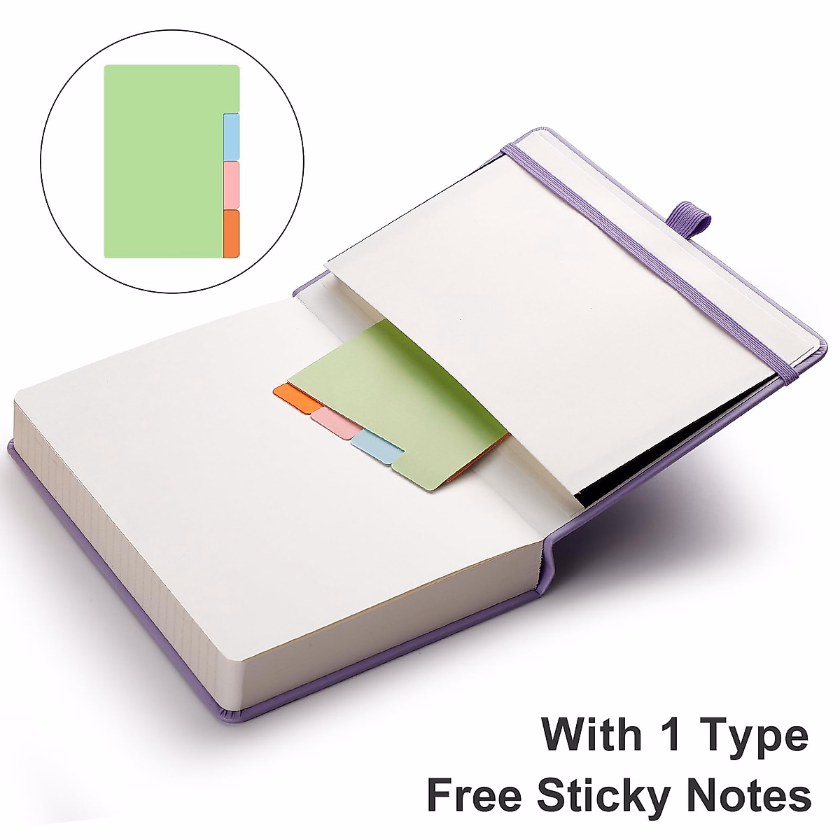 HIUKOOKA A5 Notebook College Ruled Journal For Women,320 Pages Thick Journal Hardcover Large Notebook,100 GSM Paper Leather Journal for Writing Student Diary,5.75''x 8.38''- Lightpurple