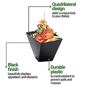 Restaurantware 2 Ounce Dessert Dishes 100 Disposable Mini Party Serving Cups - Durable Sustainable Black Plastic Girata Dishes Serve Drinks Desserts Or Samples For Weddings Or Catering