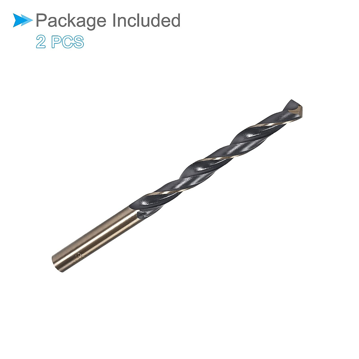 CoCud Twist Drill Bits, 8mm Cutting Edge, Titanium & Nitride Coated High Speed Steel 4341 Round Shank - (Applications: for Stainless Steel Drilling Machine), 2-Pieces