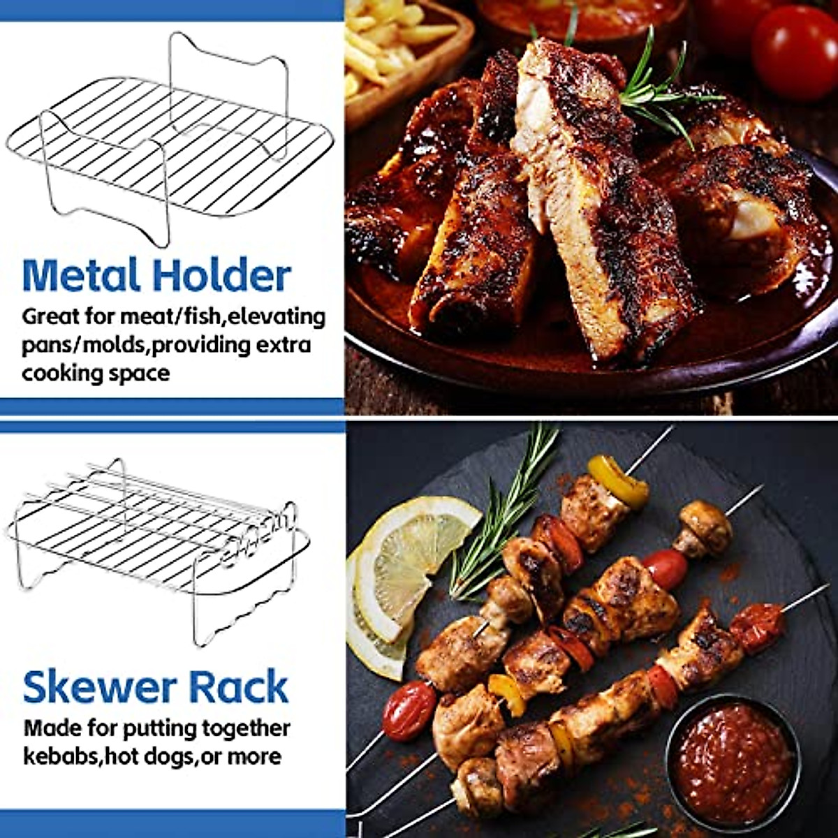 Upgraded 7PCS Silicone Dual Air Fryer Accessories,Fit Most Ninja Foodi AF300UK, AF400UK 7.6-9.5L or Larger Dual Air Fryers