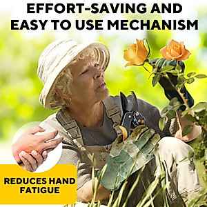 Ratchet Pruning Shears for Gardening Heavy Duty - Increases Cutting Power 3x - Perfect Ratchet Pruners for Weak Hands & Arthritis- 8” Anvil Garden Clippers - w/Extra Sharp Blade for Effortless Cutting