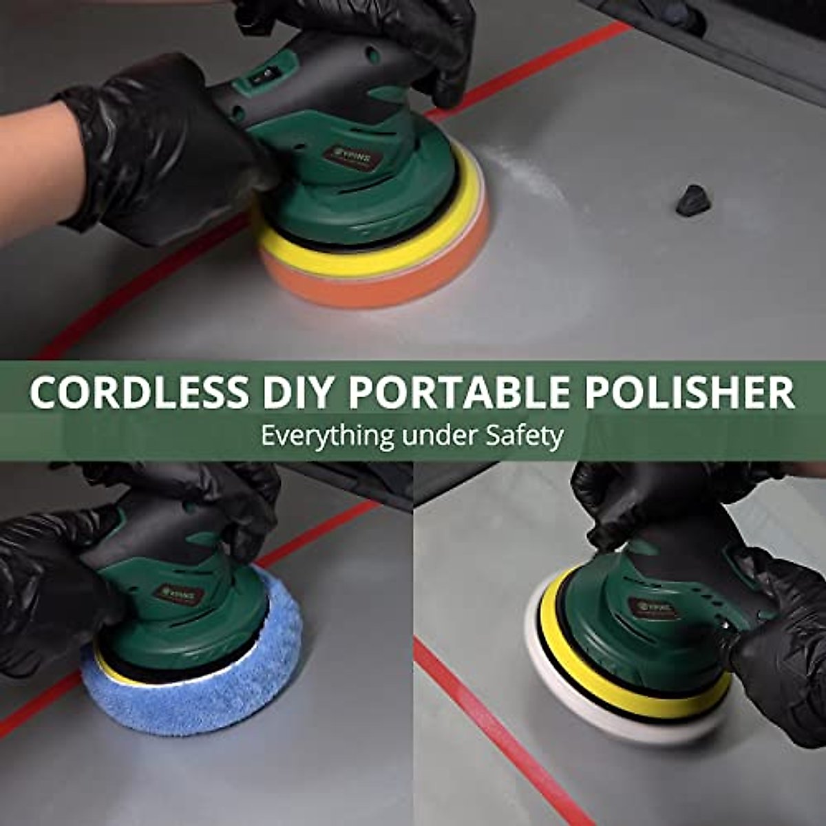 EYPINS Car Polishers and Buffer,6" Cordless Car Polisher for Car Waxing and Polishing,Rechargeable,Random Orbital DA Polisher Buffer,6-level Variable Speed,25Pcs Buffer Polisher Machine Kit