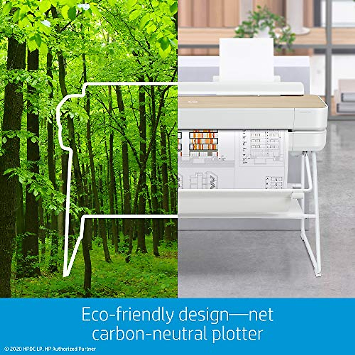 HP DesignJet Studio Wood Large Format Plotter Printer - 36", with Roll Cover, Auto Sheet Feeder, Media Bin & Stand (5HB14A)