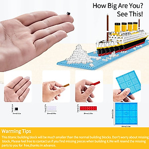 Snlywan 1706 PCS Titanic Toys Building Set with LED Strip, Model Blocks Kit, Micro Mini Light Up Toy,Titanic Gifts for Adults and Kids