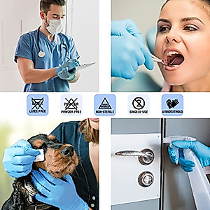 Safe Health NITRO-V Nitile-Vinyl Synthetic Exam Disposable Gloves, Latex Free, Powder Free, Blue, Box of 100, Large, Medical Grade, Clinic, Nursing, Food, Hair Salon, Cleaning, Housework