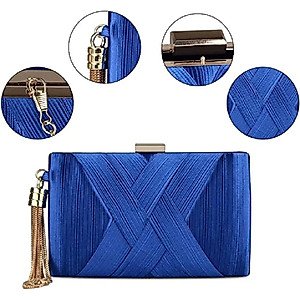 Women's Elegant Tassel Pendant Silk Evening Bag Clutch Purse for Bride Wedding Prom Night Out Party (Green)