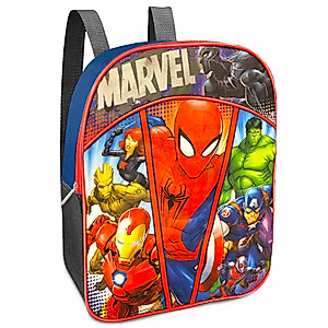 Marvel Shop Super Hero Mini Backpack 3 Pc Bundle With 11 inch Avengers Superhero School Bag For Boys, Toddlers, Kids, Avengers Stickers And More | Marvel School Supplies