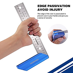WORKPRO 8 Inch Try Square with Aluminum Handle - Woodworking Square Precision for Professional Carpentry Use & Premium Stainless Steel Ruler