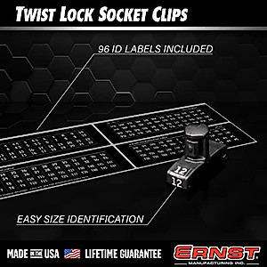 Ernst Manufacturing 3/8-Inch Dura-Pro Twist Lock Socket Clips, 15-Pack, Black - 8441