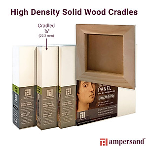 Ampersand Art Supply Wood Gesso Artist Painting Panel: Primed Smooth, 8" x 10", 7/8" Cradled Profile