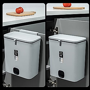 Sooyee Trash Can Kitchen with Inner Barrel for Counter Top or Under Sink,10 Liter Compactor Compost Bin with Lid For Bathroom/Bedroom/Office,Gray