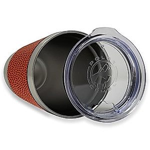 LaserGram 20oz Vacuum Insulated Tumbler Mug, Disc Golf, Personalized Engraving Included (Faux Leather, Basketball Style)