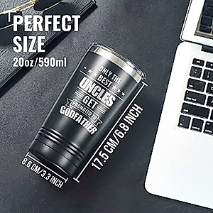 Onebttl Godfather Gifts, 20oz Stainless Steel Insulated Travel Mug, Funny Gift Idea for the Best Godfather for Christmas, Birthday - ONLY The Best Uncles GET Promoted to Godfather