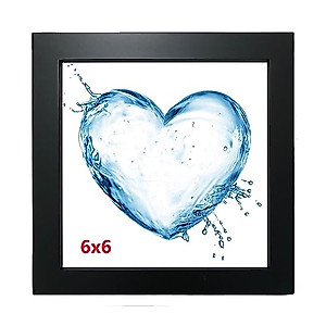 KELE MODEL 6x6 Picture Frames Black. Solid Wood Frame. Set of 2. Plastic Panel (Film Needs to be Removed) Table or Wall.Front Window Opening 5.5x5.5 inch.