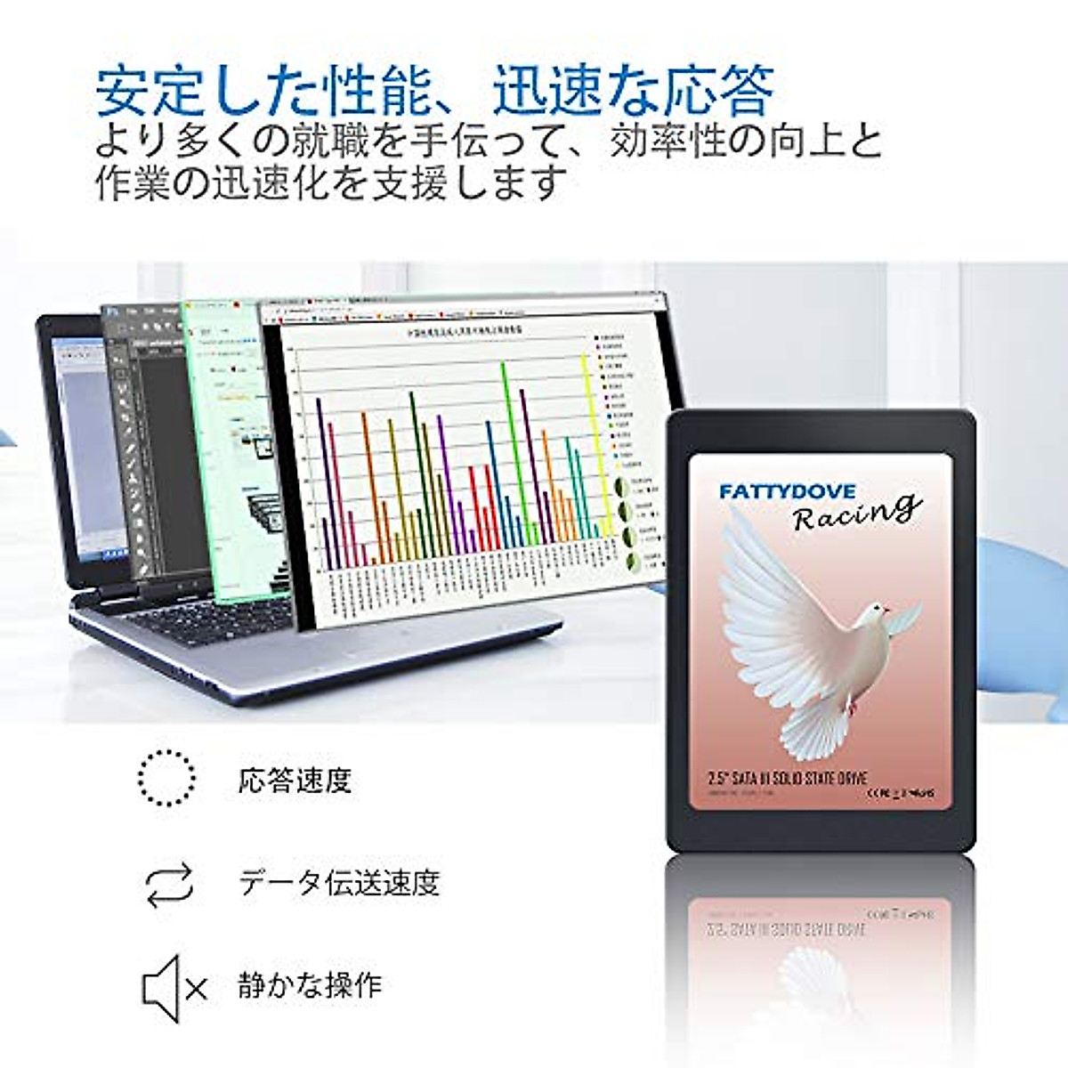 FATTYDOVE 2.5 inch SSD 240GB Internal Drive SATA III 6 Gb/s Solid State Drive with SATA 3.0 Cable for 4K Video Game/PC (240GB SSD Drive)