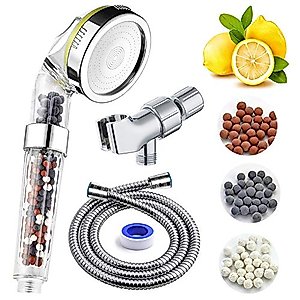 PRUGNA Vitamin C Filter Shower Head with Hose and Shower Arm Bracket, High Pressure & Water Saving Handheld Shower, Filter Showerhead with Citrus Smell for Repair Dry Skin and Hair Loss