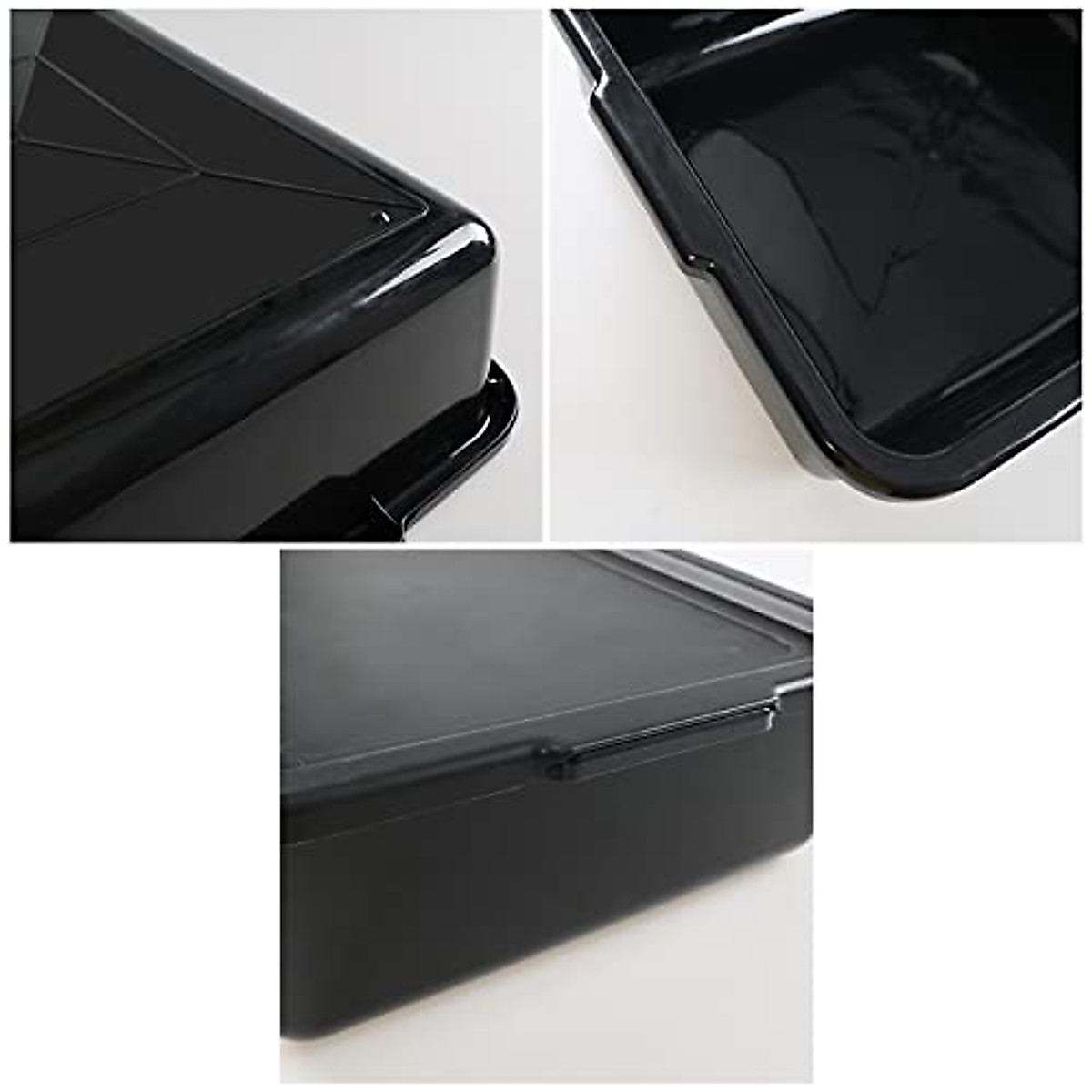 Parlynies 13 L Commercial Bus Tubs with Lid, 3-Pack Plastic Bus Box, Black