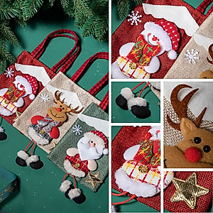 Christmas Goodie Treat Candy Bags, Christmas Treat Gift Bag Cloth Reusable Christmas Apple Bag for Children Best for Wedding Holiday New Year Holiday Gift (A02)