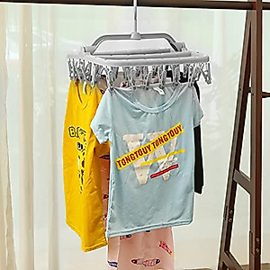 Gcroet Sock Dryer Folding Clothes Drying Rack Rotatable Plastic Underwear Hanger with 32 Windproof Clips Sock Dryer,Sock Hanger,Clothes Drying Hanger,Folding Sock Hanger,Clothes Drying Rack Clips