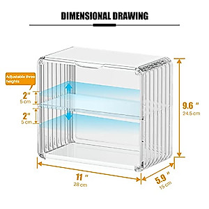 Bread Box Double Layer Bread Holder, Durable Plastic Food Storage Container, Clear Bread Boxes for Kitchen Countertop, Bread Bin for Homemade Bread, Cupcakes, Cookies, Muffins (11"x5.9"x9.6")