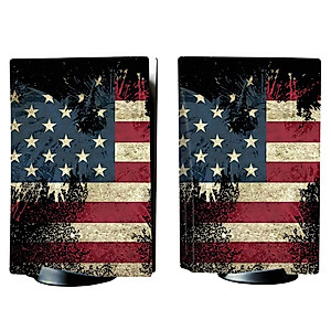 PlayVital US Flag The Stars & Stripes Full Set Skin Decal for ps5 Console Disc Edition, Sticker Vinyl Decal for ps5 Controller & Charging Station & Headset & Media Remote